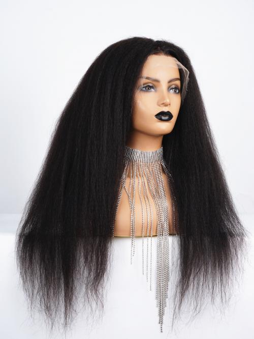 BURANO CRYSTAL LACE WIG-NEW KINKY STRAIGHT BRAZILIAN VIRGIN HUMAN HAIR ...
