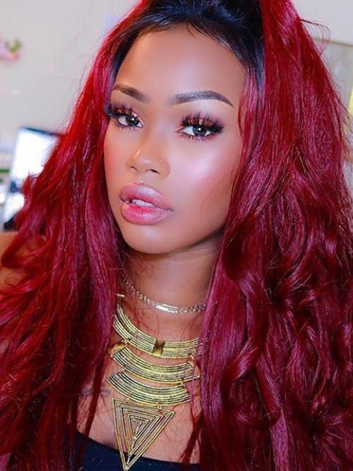 Custom Dark Wine Wavy Full Lace Human Hair Wig Wst688 Home