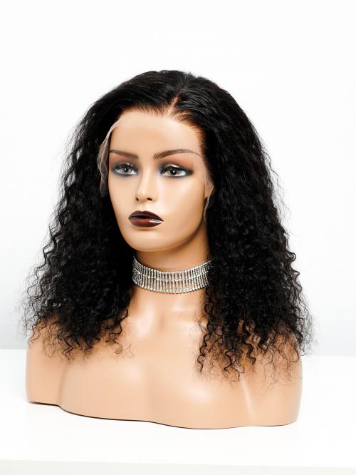 NEW THICK DENSITY UPGRADE VIRGIN 16 INCHES CURLY HD LACE FRONT WIG ...