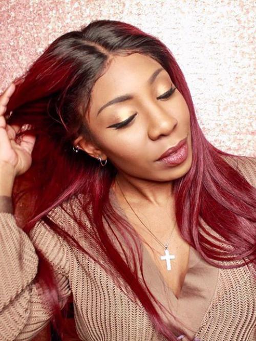 Custom Dark Wine Wavy Full Lace Human Hair Wig Wst688 Home