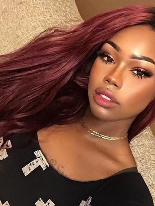 Custom Dark Wine Wavy Full Lace Human Hair Wig Wst688 Home