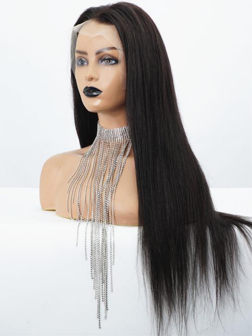 BURANO CRYSTAL INVISIBLE LACE WIG-NEW LONG STRAIGHT BRAZILIAN VIRGIN ...