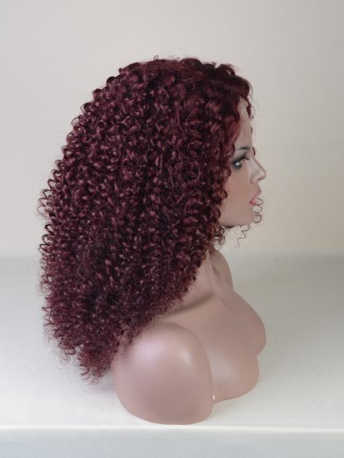 Custom #99J-Dark Wine Curly Human Hair Full Lace Wig - CC006 - Home ...